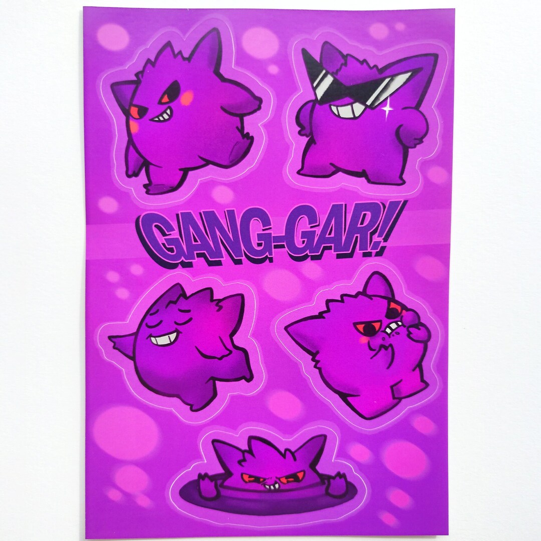 Gang-gar, Gengar Waterproof Vinyl Matte Kisscut Sticker Sheet A5 Size ...