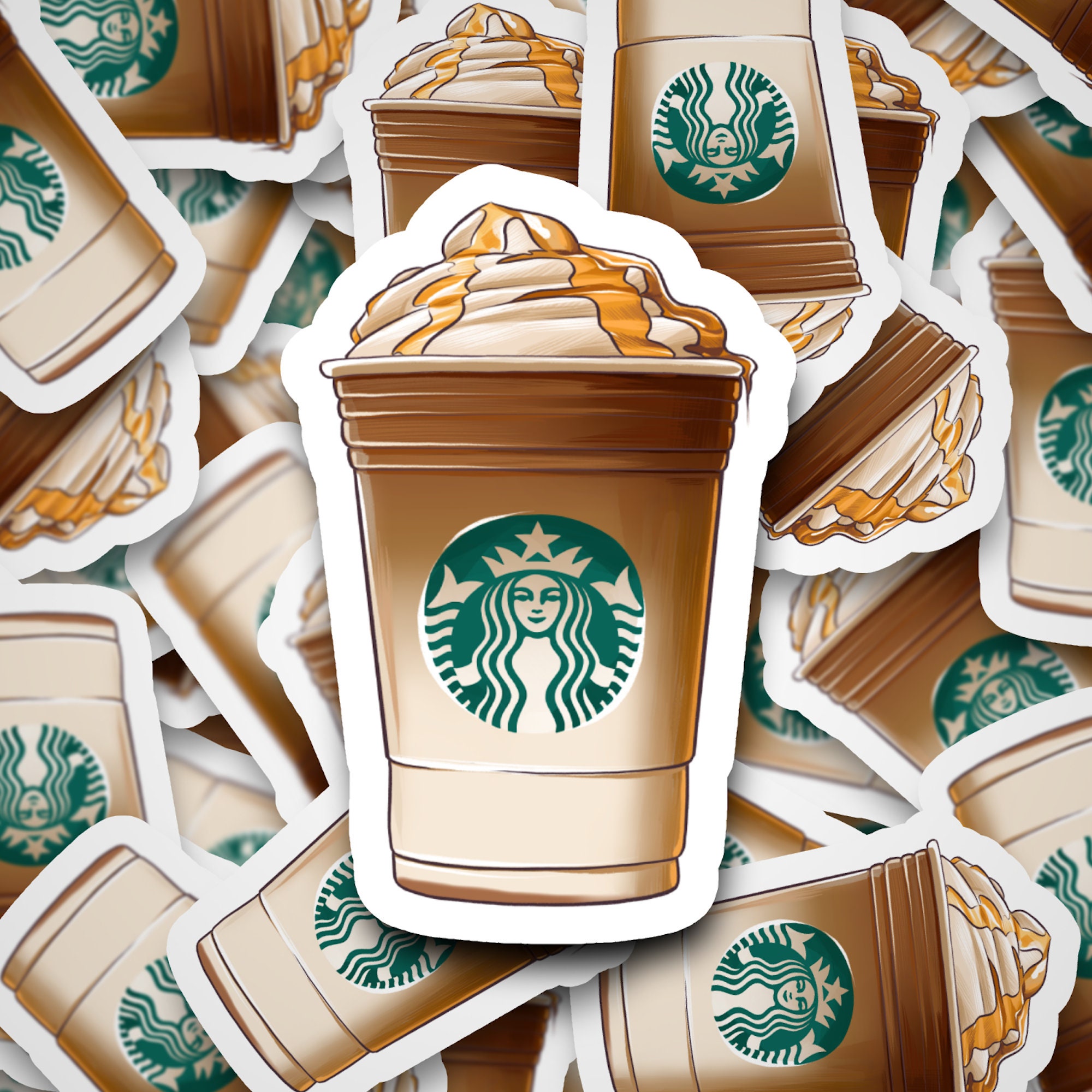 Stickers On A Caramel Frap Starbucks