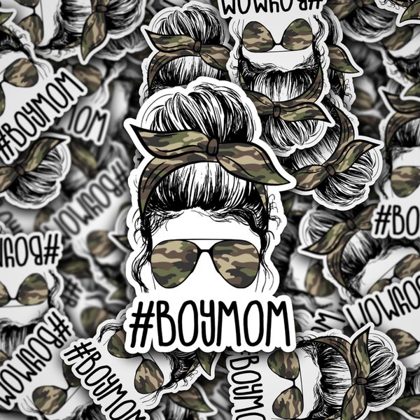 Boy Mom Messy Bun Sticker Decal - Etsy