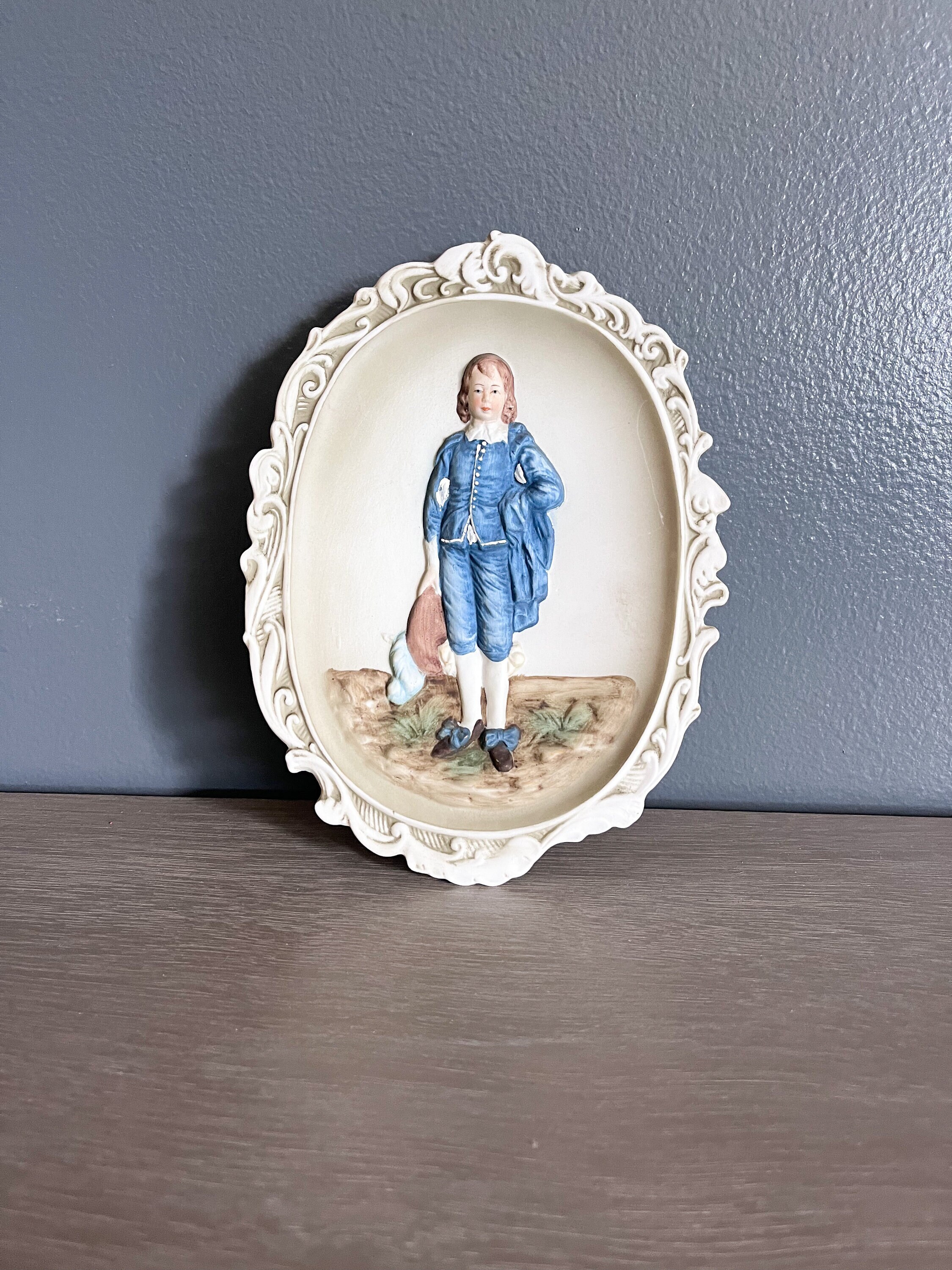 Vintage Blue Boy Plaque, Lefton Bisque Wall Plaque - Etsy