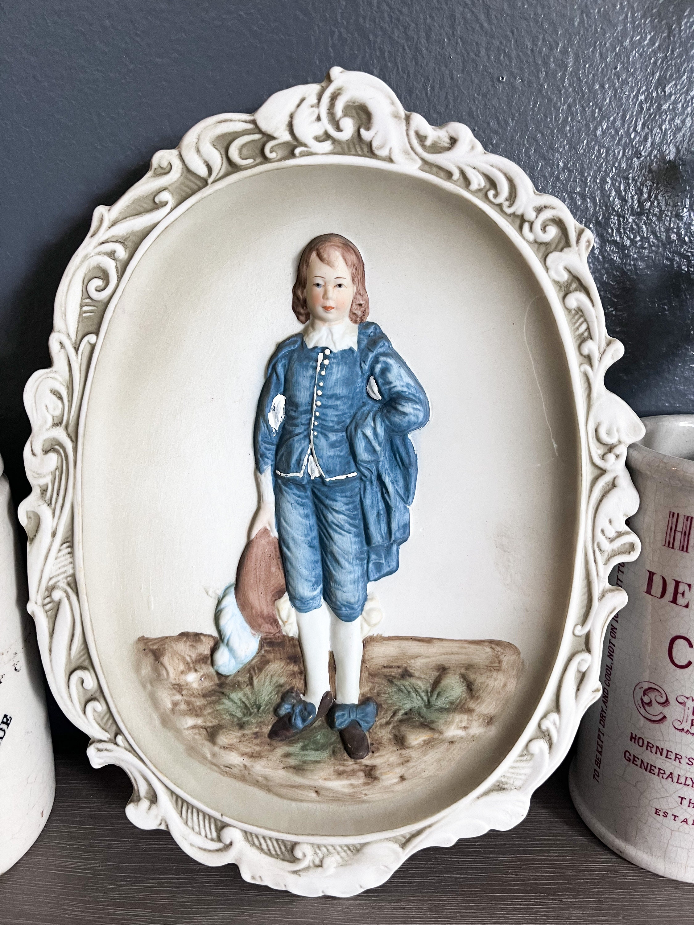Vintage Blue Boy Plaque, Lefton Bisque Wall Plaque - Etsy