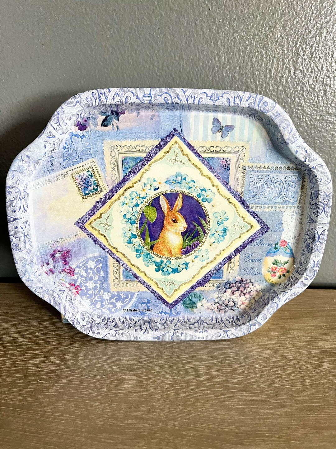 Vintage Set of 4 Bunny Metal Trays, Easter Decor, Tea Time, Serving ...