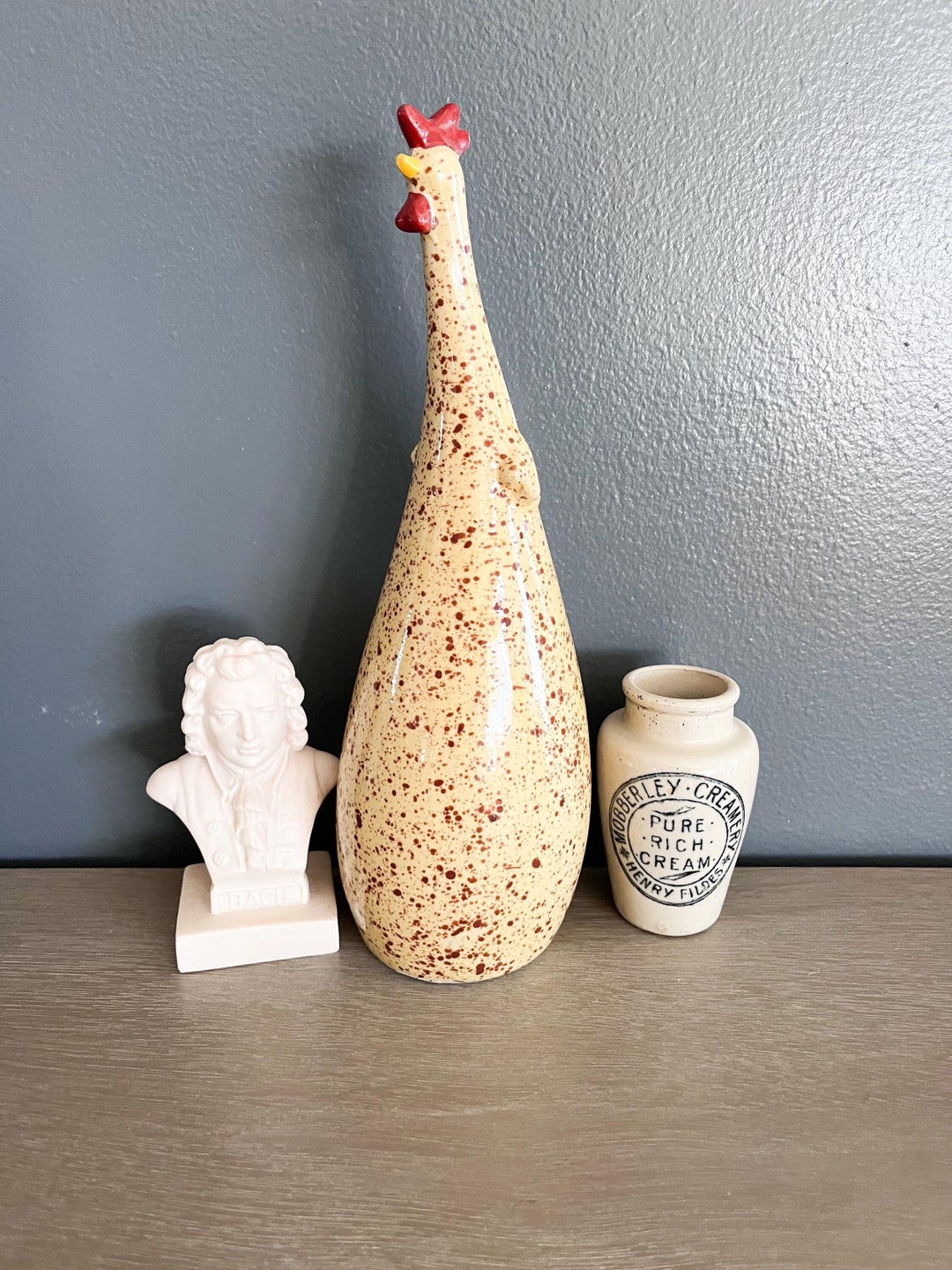 Vintage Chicken, Ceramic Chicken, Glazed Ceramic Round Chicken Pottery ...