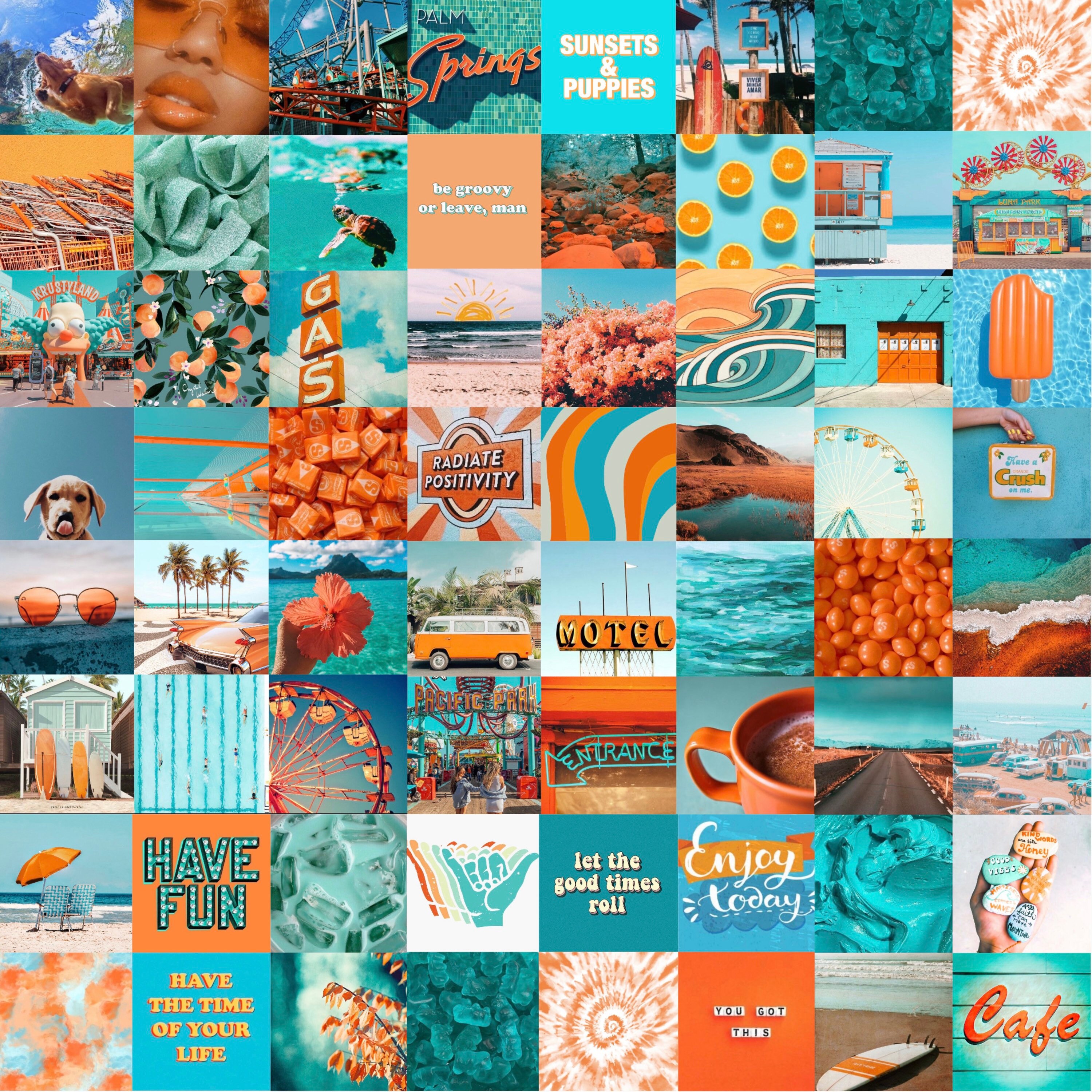 Orange & Teal vsco Photo Collage Kit 64 pack | Etsy