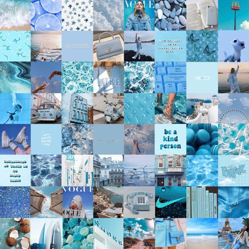 Pale Blue Photo Wall Collage Kit Blue Aesthetic Baby Blue - Etsy