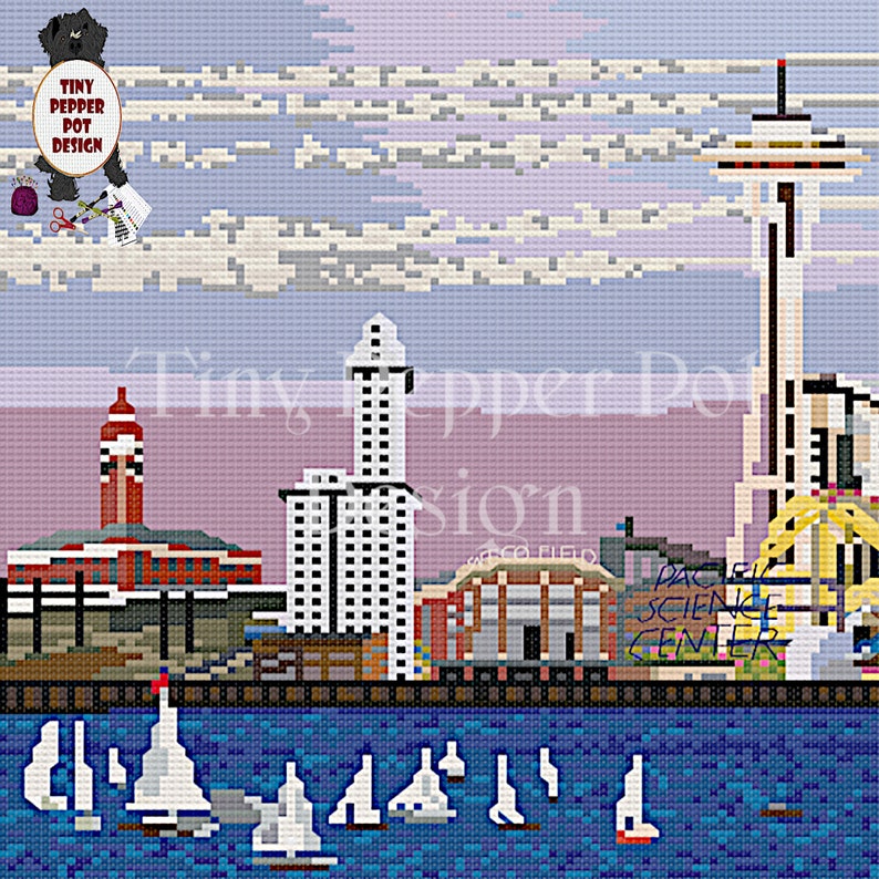 A Taste of the Northwest - Cross Stitch Pattern of Seattle Area - Etsy
