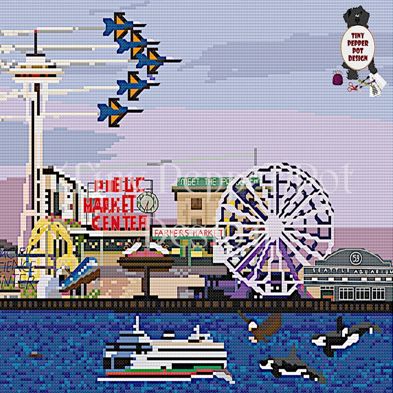 A Taste of the Northwest - Cross Stitch Pattern of Seattle Area - Etsy