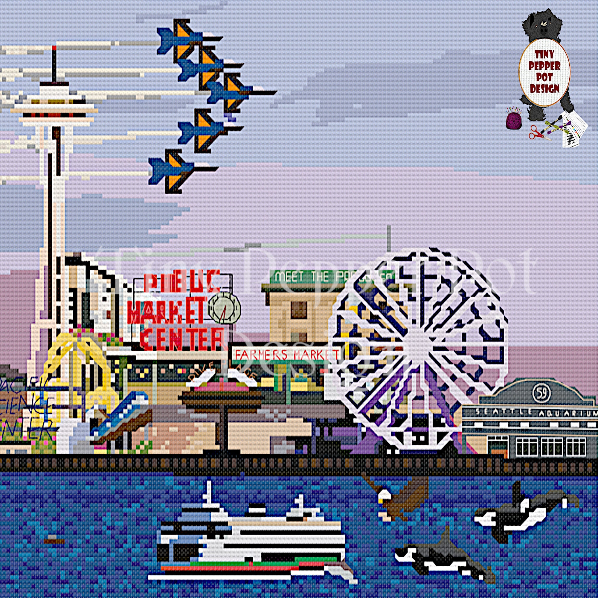 A Taste of the Northwest - Cross Stitch Pattern of Seattle Area - Etsy