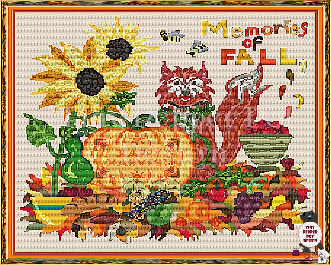 Happy Harvest Cross Stitch Pattern for Fall or Thanksgiving - Etsy