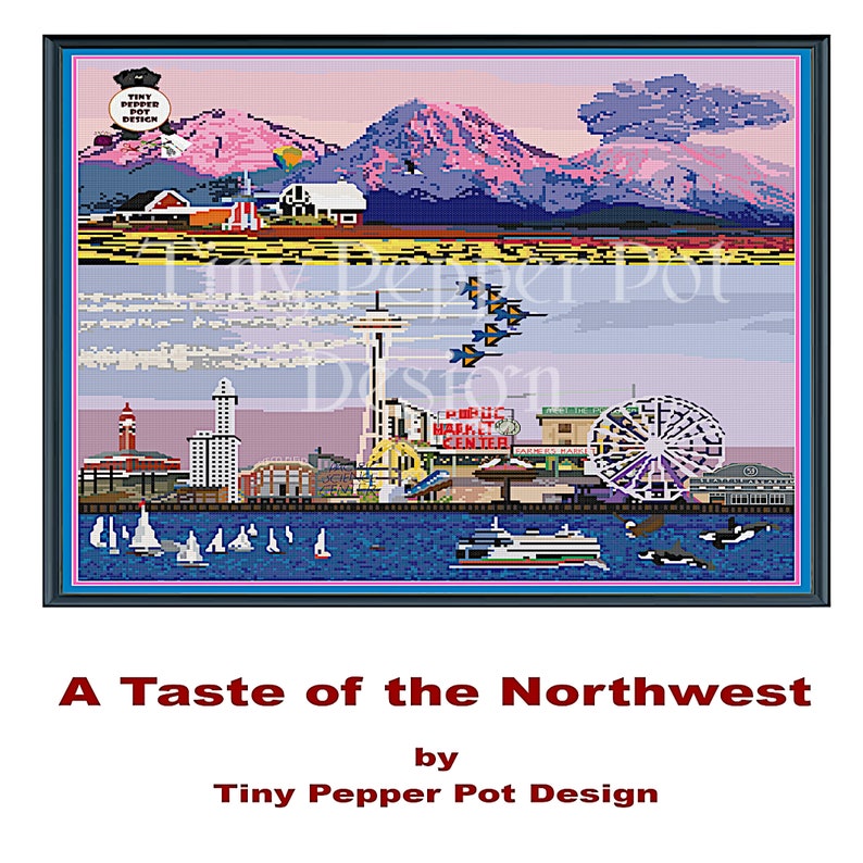 A Taste of the Northwest - Cross Stitch Pattern of Seattle Area - Etsy