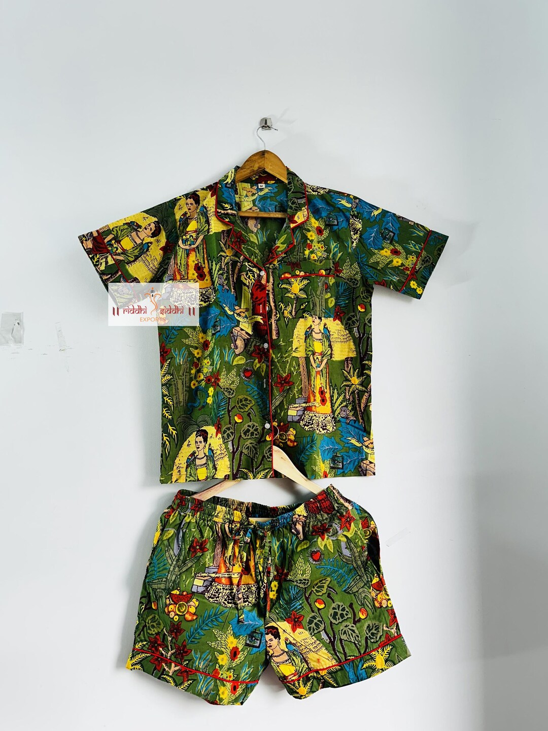 Green Jungle Block Print Short Pajama | Handmade Pure Soft Cotton PJ ...
