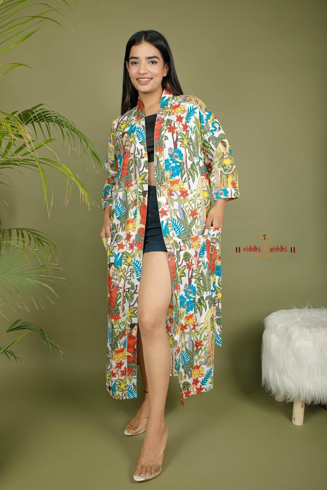 Cotton Made Beach Wear Kimono | Spa Resort Wear Bath Robes | Block ...