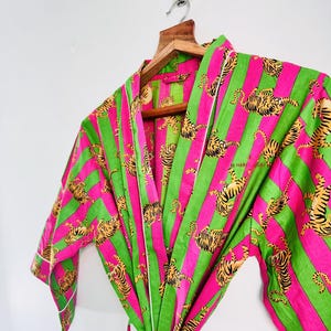 Tiger Print Women Wear Bath Robe | Women Beach Wear Kimono Robe | Spa ...