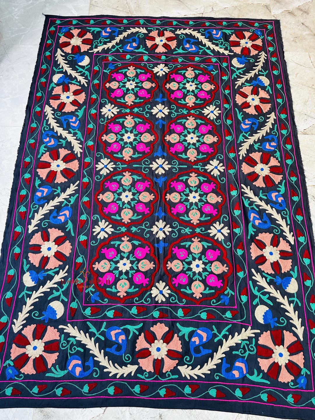 Indian Multicolor Embroidery Work Bedcover | Niddle Work Bedsheet ...