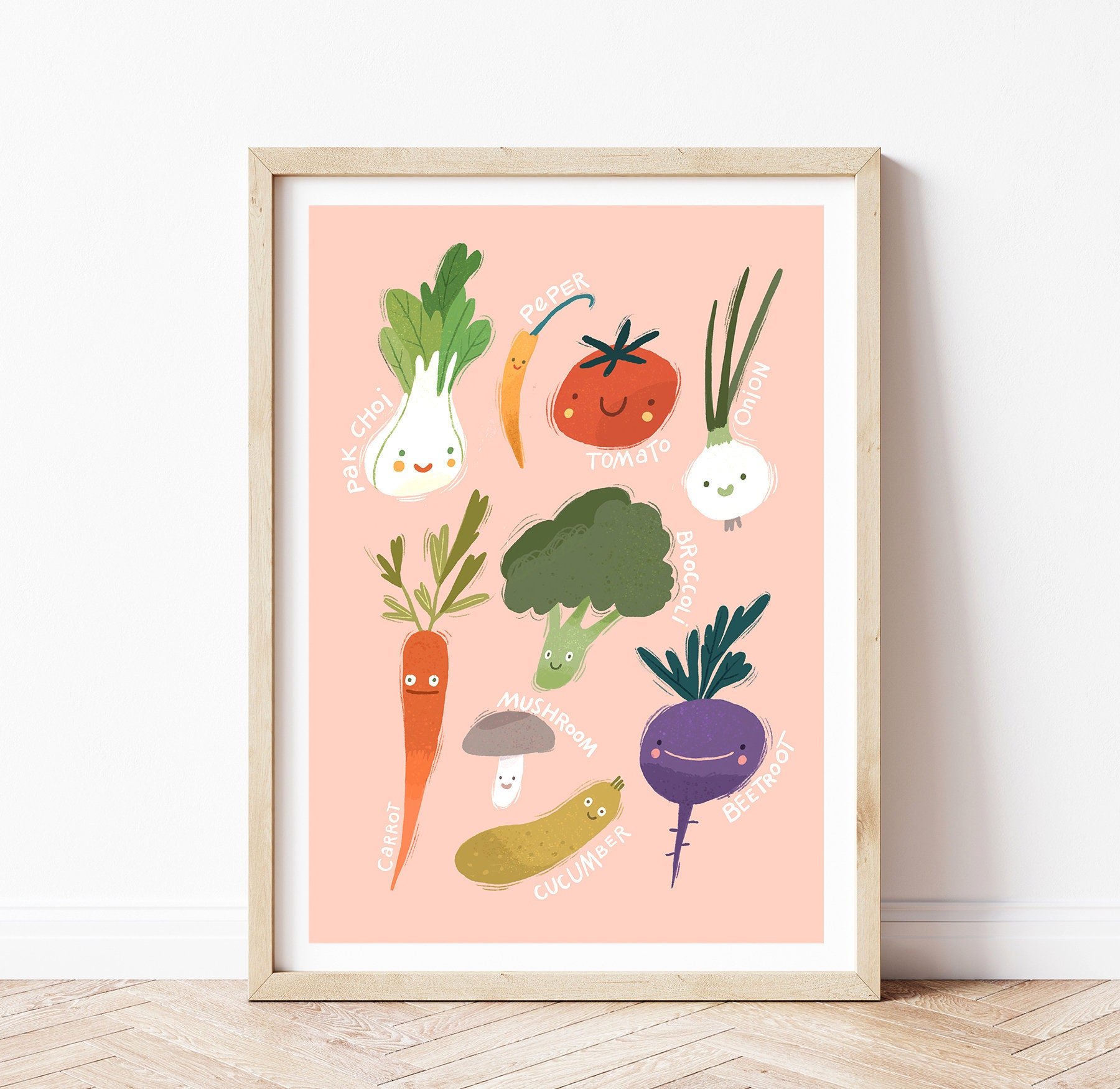 Happy Vegetables, Educational Poster, Nursery Print, Kids Wall Decor - Etsy