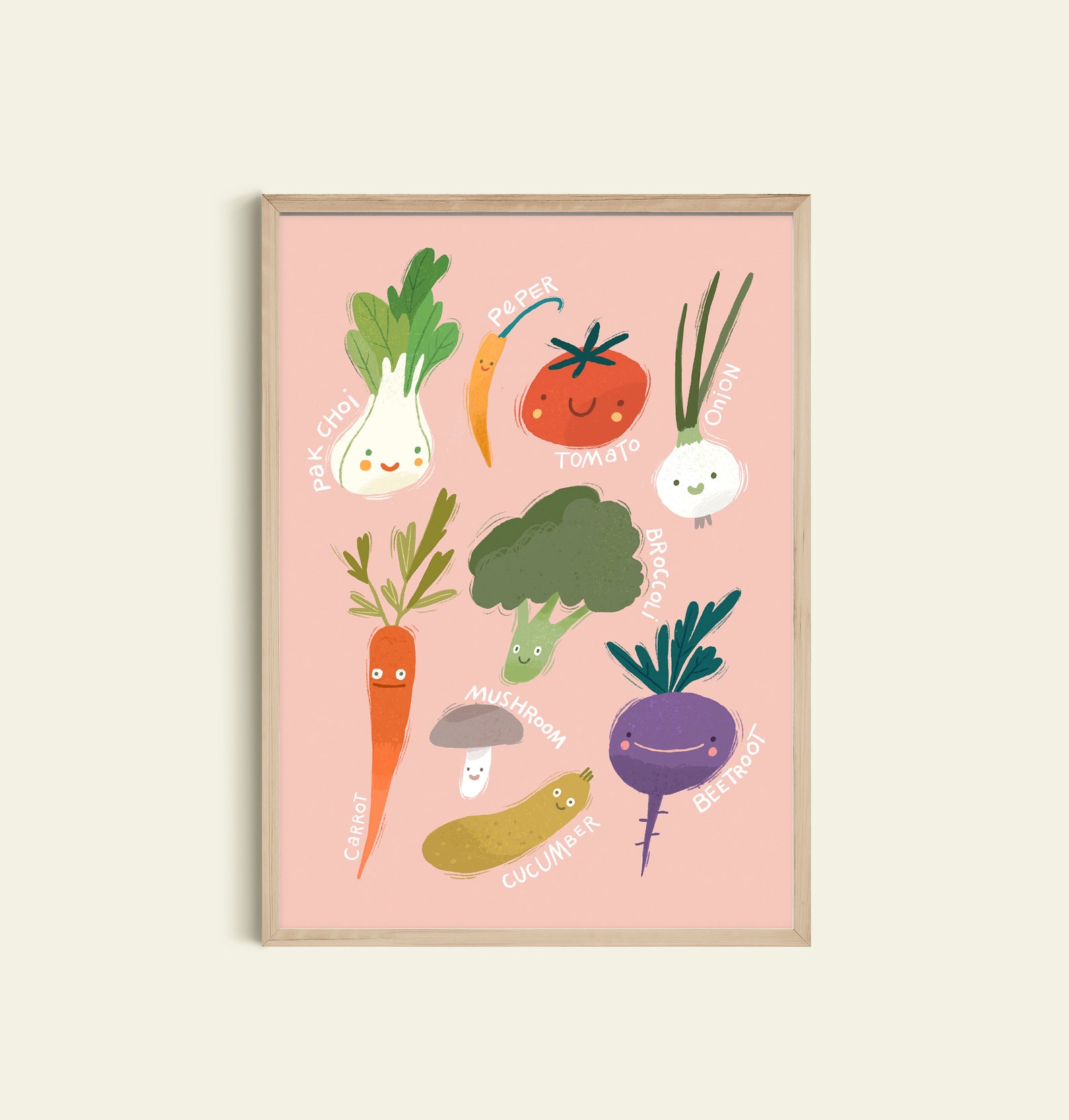 Happy Vegetables, Educational Poster, Nursery Print, Kids Wall Decor - Etsy