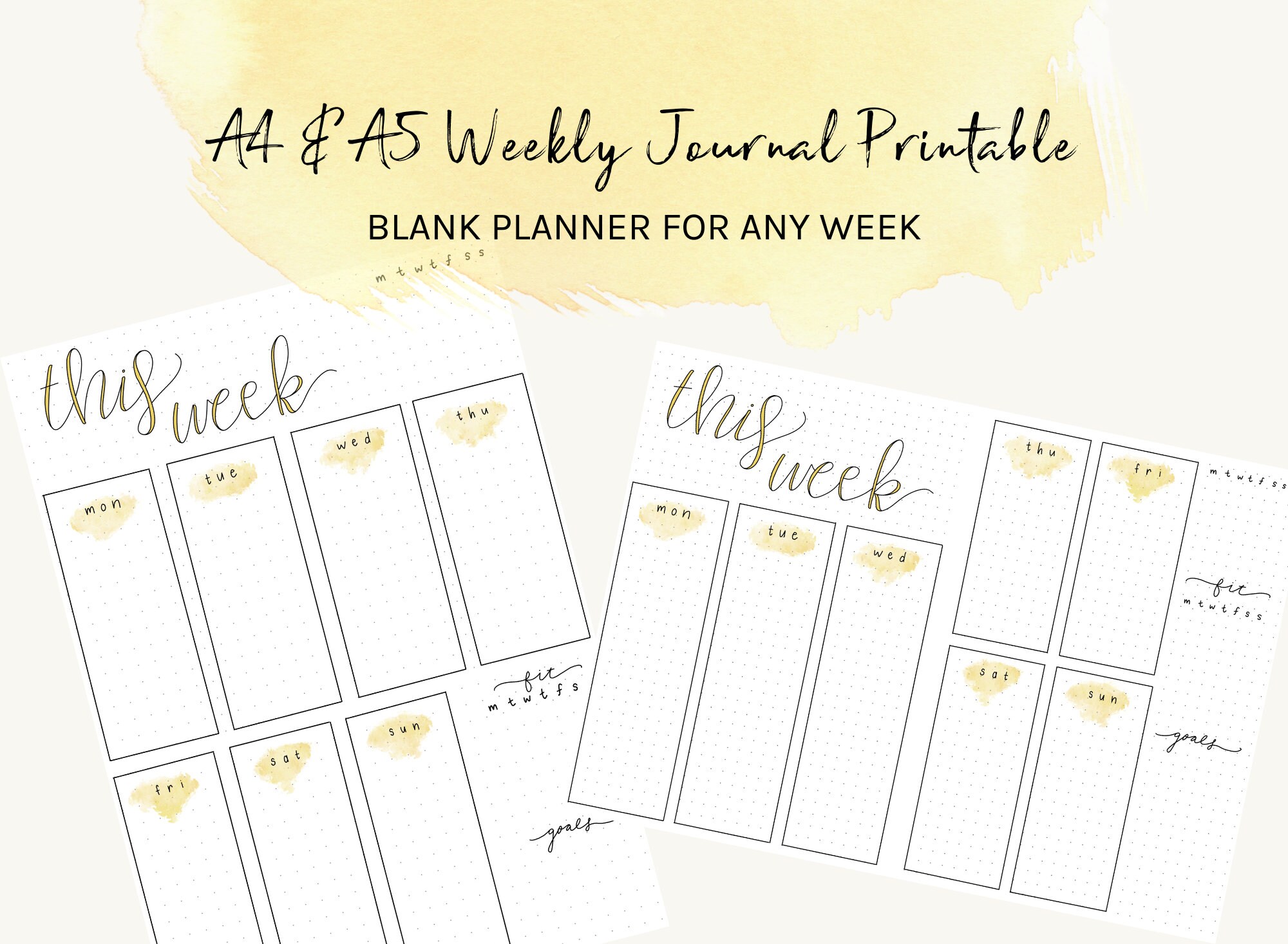Weekly Journal Planner Handlettered A4 & A5 Journal PDF - Etsy España
