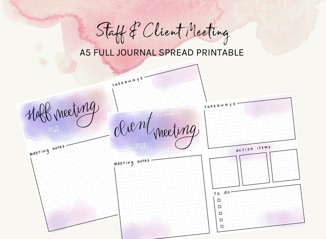 Staff & Client Meeting Journal Spread Handlettered A5 Journal PDF ...
