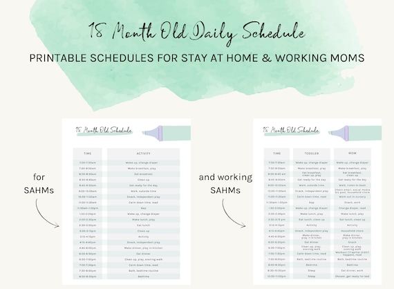 18 Month Old Schedule Printables for Stay at Home & Working - Etsy