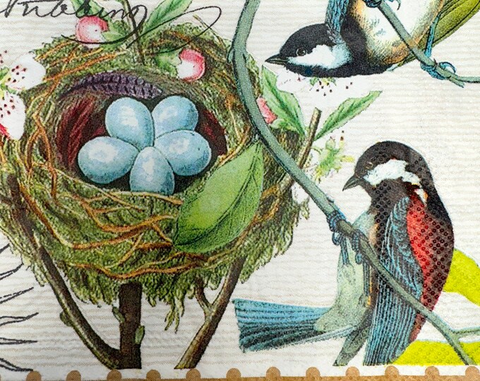 Bird Nest Paper Napkins for Decoupage, Junk Journals, Scrapbooking ...
