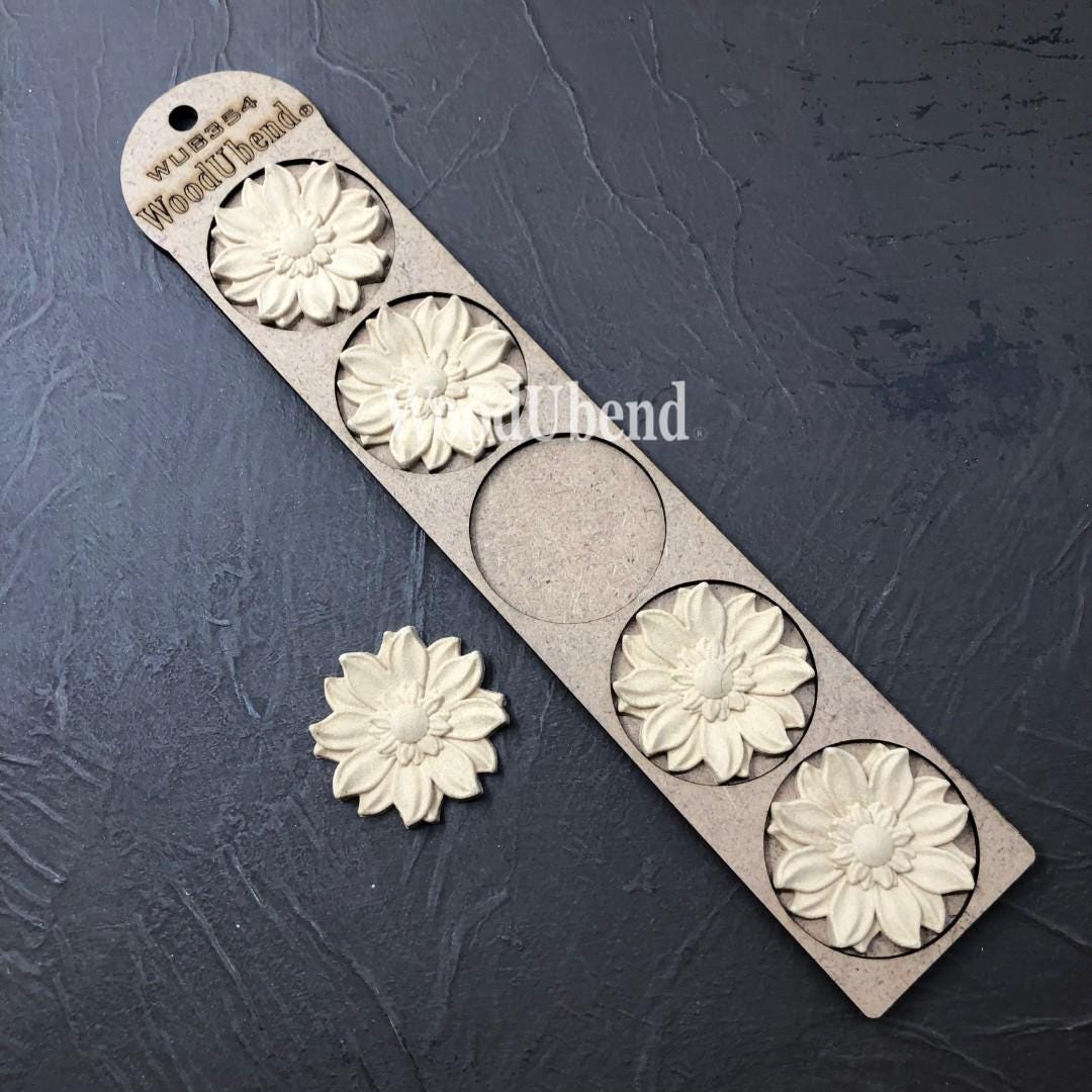 Bendable Wood Flower Appliques | DIY Craft Embellishments, 1.97" (PK/5 ...
