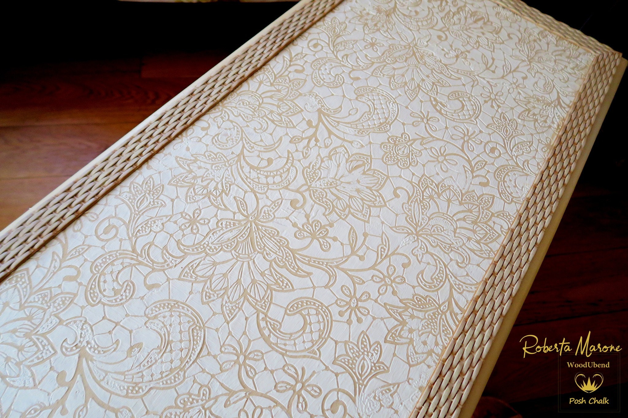 Solly's Lace Stencil by Posh Chalk – Reusable Floral Design (27.5" X 16 ...