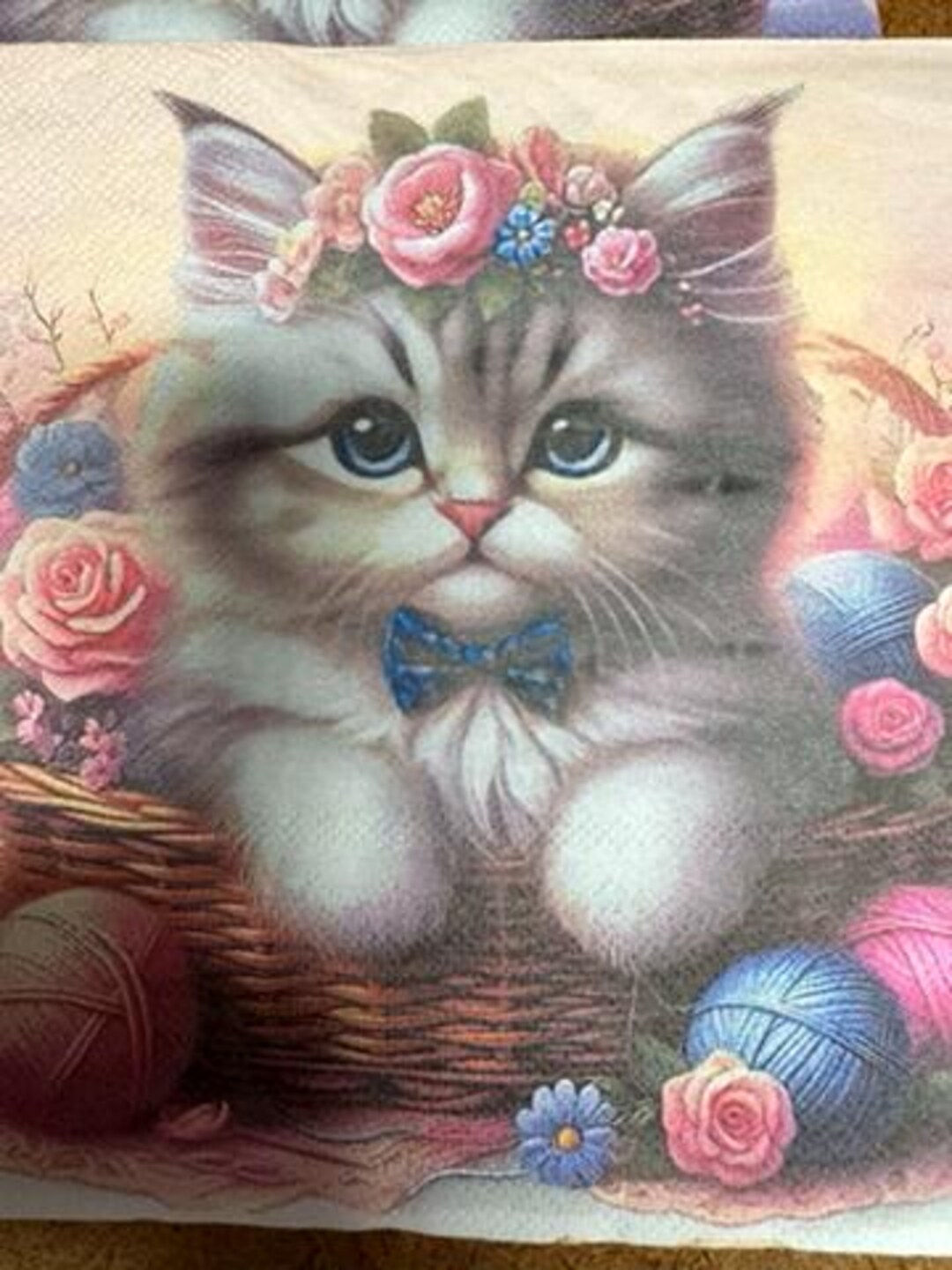 Pink Kitty Cat Paper Napkins for Decoupage, Junk Journals, Scrapbooking ...