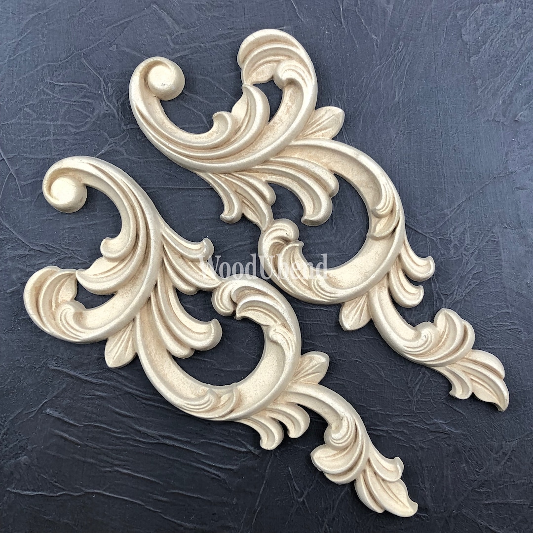 Woodubend Leafy Scrolls, Bendable Wood Appliques, Furniture Decor (PK 2 ...
