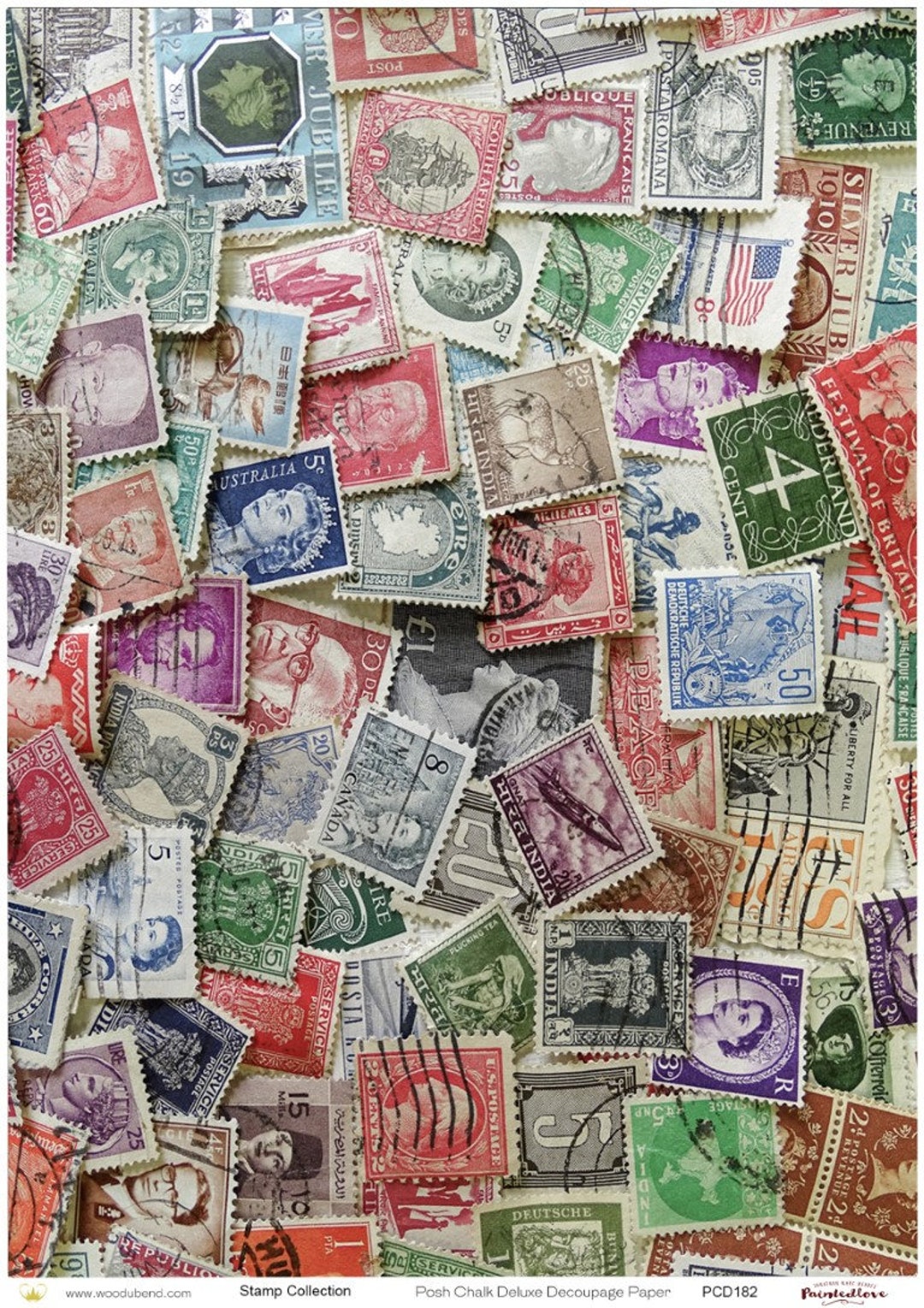 Postage Stamp Decoupage Paper, Posh Chalk, A1 Size - Etsy