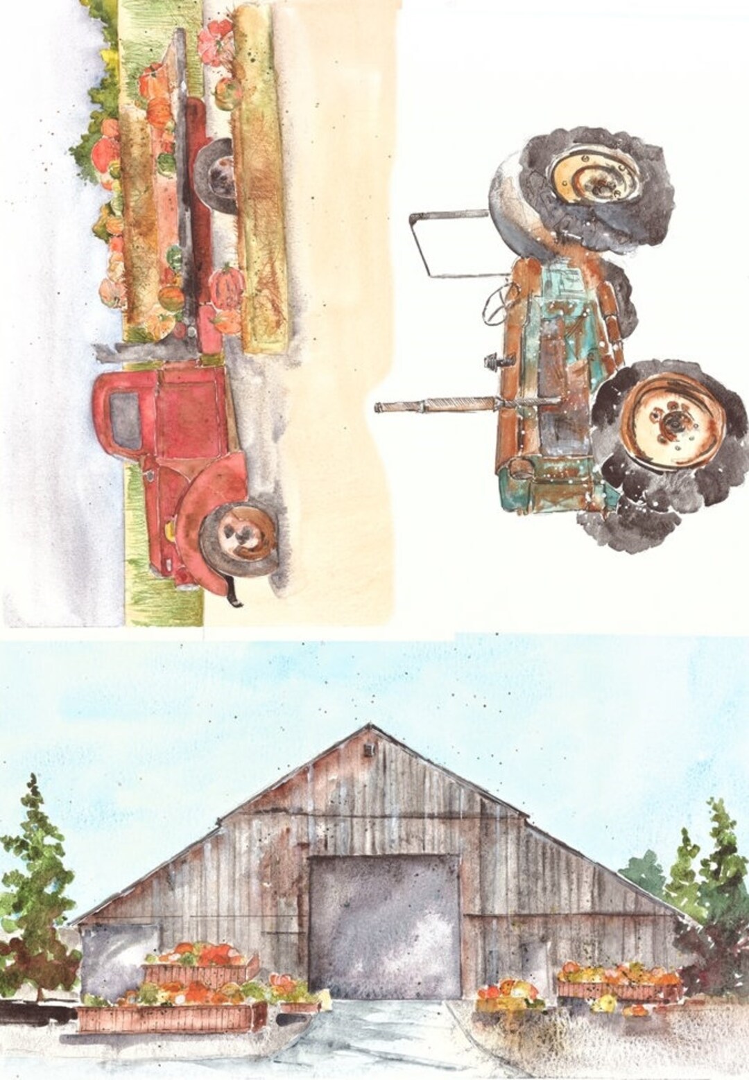 Fall Farm Truck Decoupage Paper - Roycycled Treasures, 20x30" - Etsy