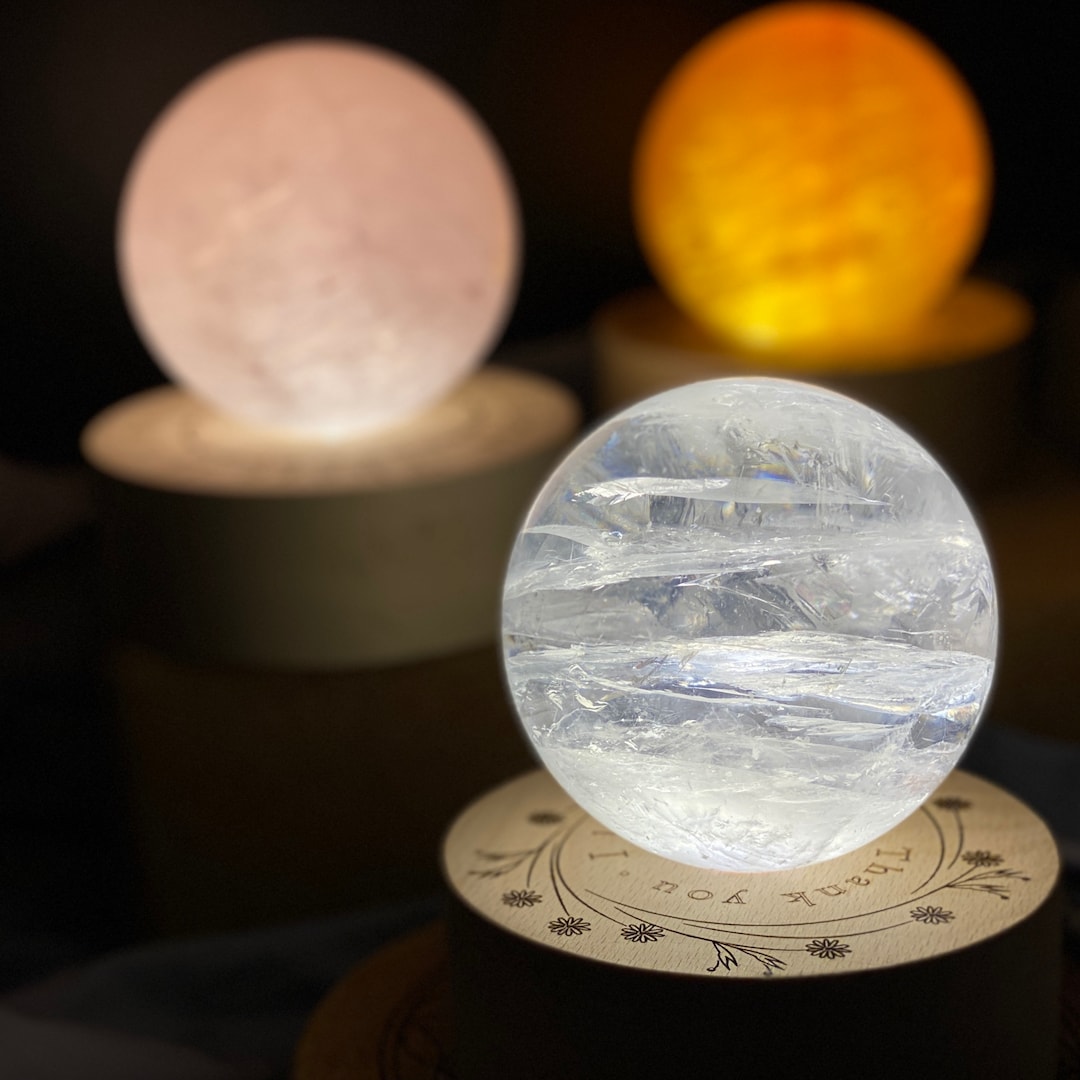 Clear Quartz Orb Lamp~ Crystal Ball~ Crystal Lamp~ USB LED Light~ Clear ...