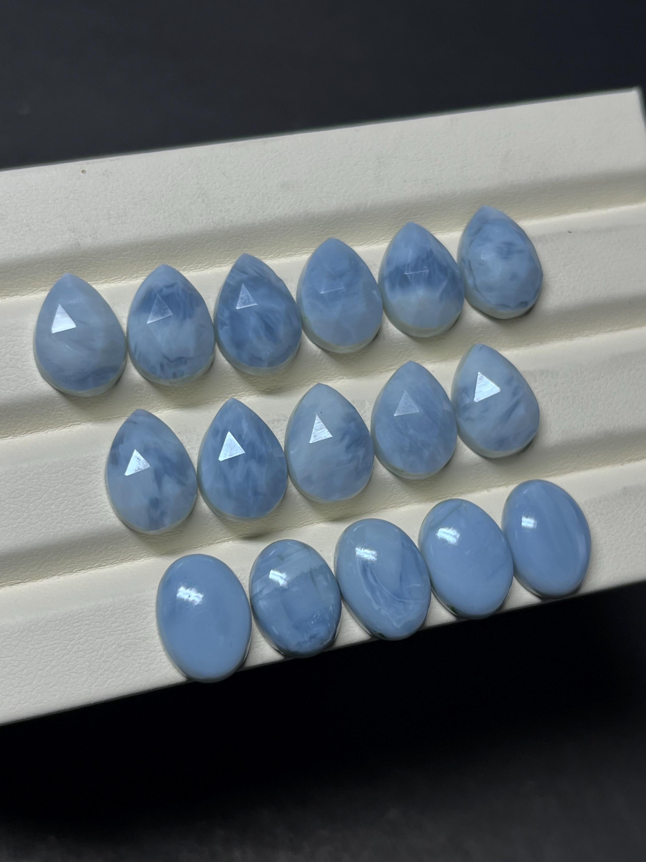 Blue Opal Rose Cut Cabochons: 10x14mm Gemstone for Jewelry Making - Etsy