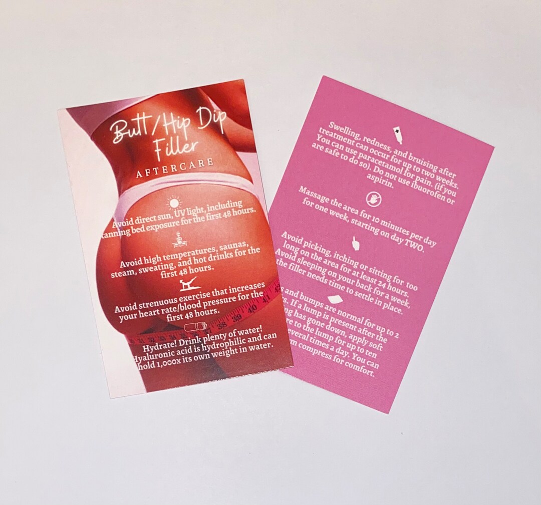 25 BUM / HIP DIP Filler Treatment Aftercare Cards-also Available: Lip ...