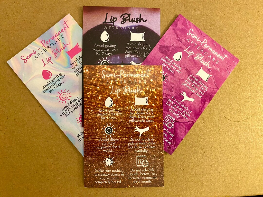 25 Lip Blush Aftercare Cards: SPMU Treatment Instructions - Etsy