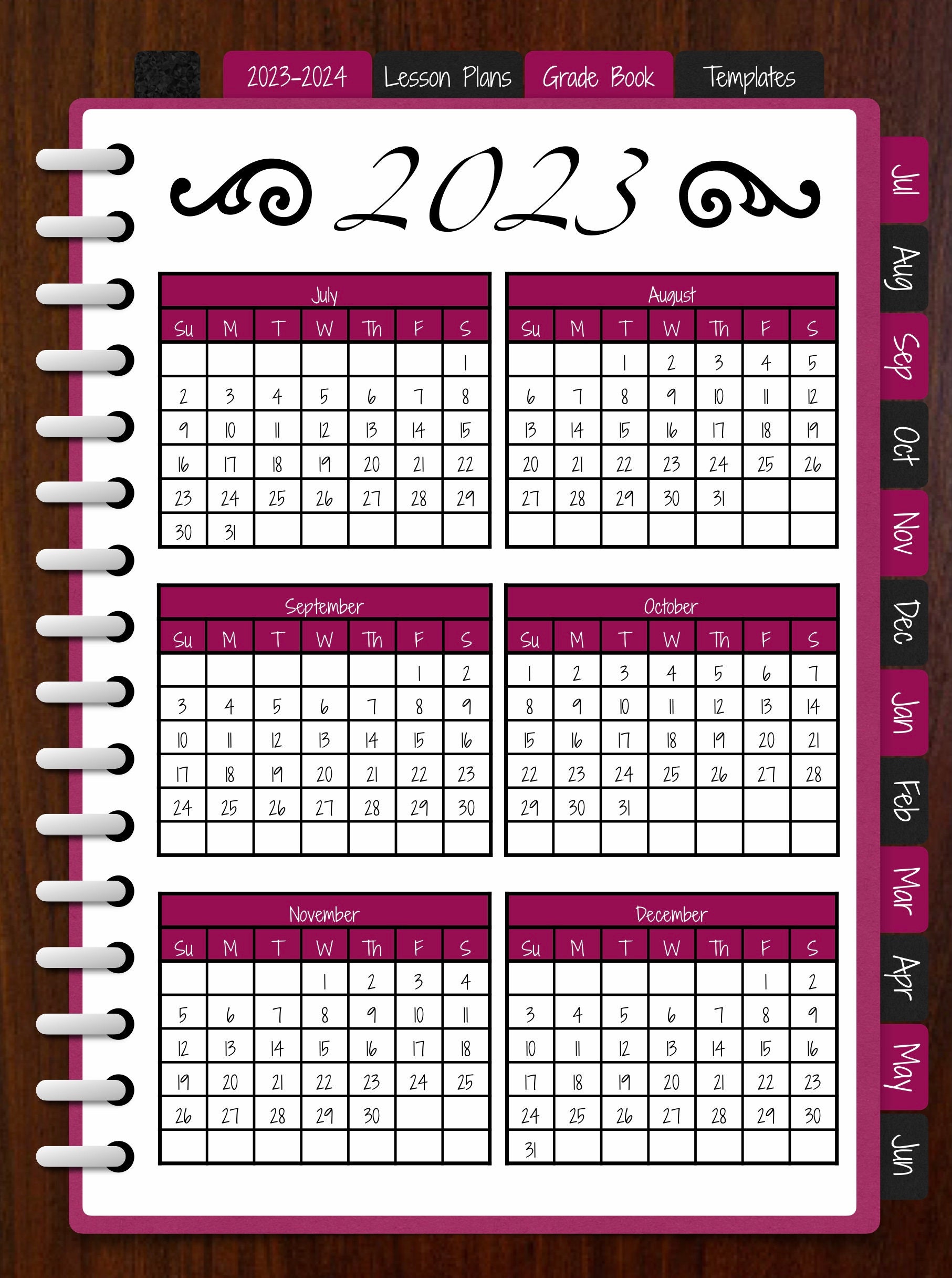 2023-2024 Dated Digital Teacher Lesson Planner and Grade Book in ...