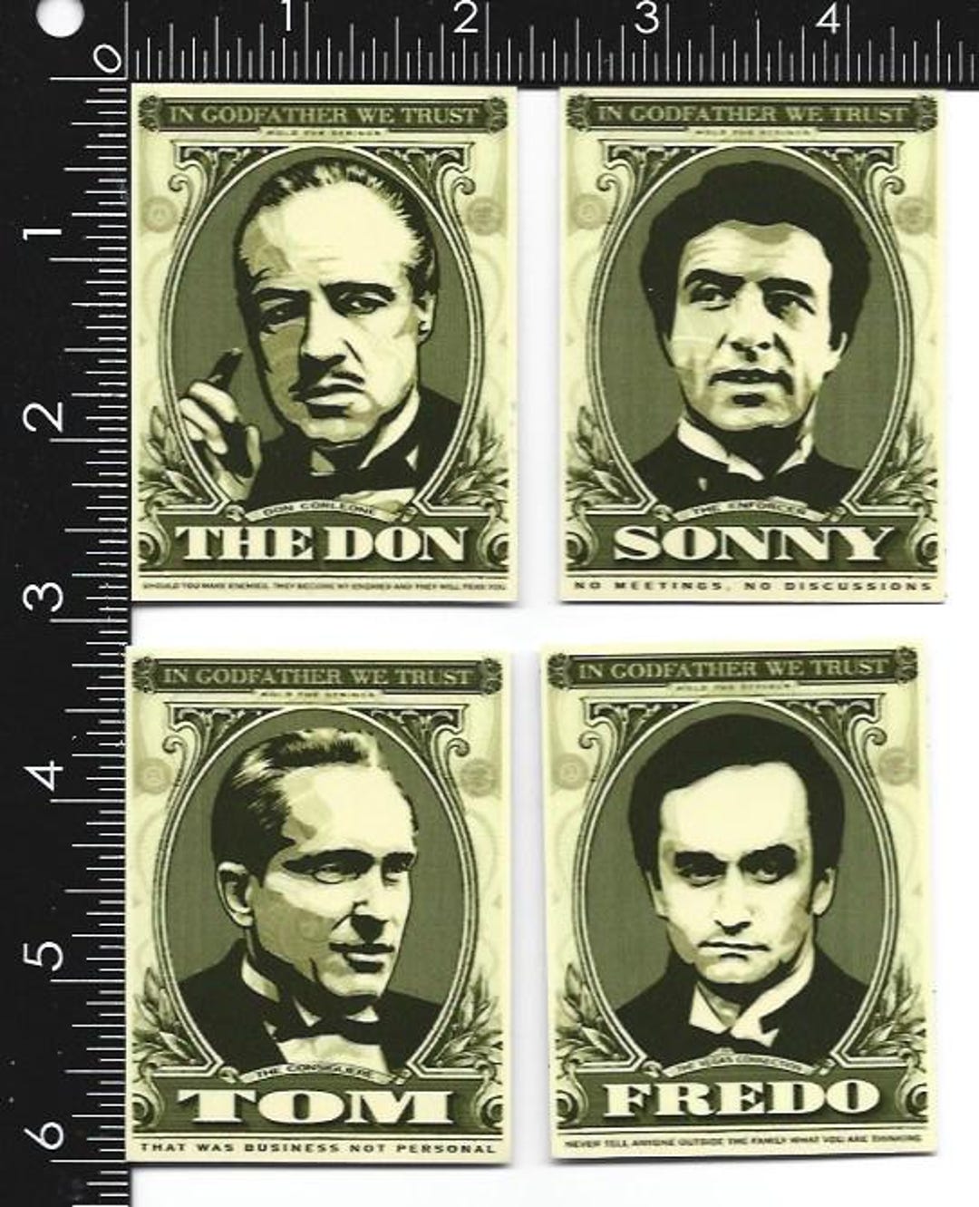 Godfather - Characters Vito Tom Sonny Fredo - FOUR Vinyl Stickers Free ...