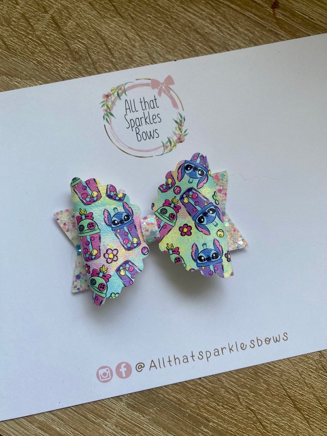 Stitch Boba Tea Bubble Tea Starbucks Hair Bow Hair Accessories Bows ...