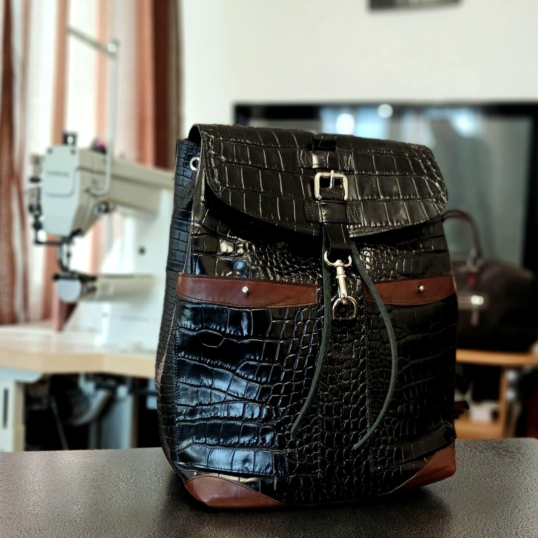 Handmade Leather Laptop Backpack, Travel Book Bag - Etsy