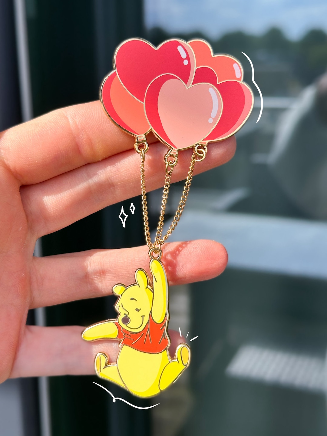 Winnie the Pooh Pin Balloon Pin Bear Pin Animal Pin Enamel Pin Lapel ...