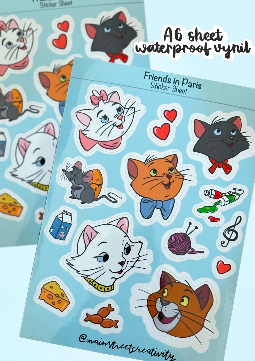Aristocats Sticker Sheet, Cat Sticker Sheet, Cute Sticker Sheet ...