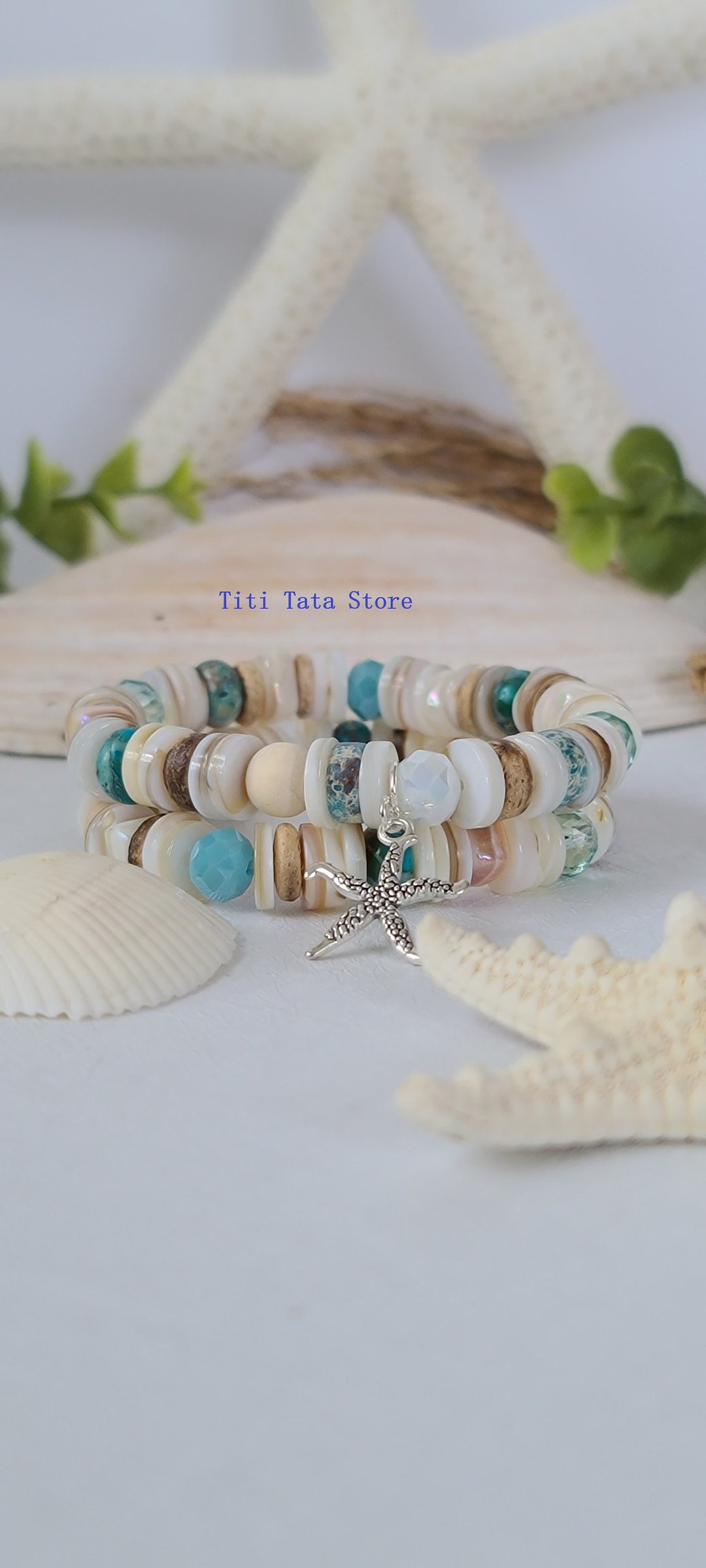 Colorful Sea Shell Beach Bracelet. Boho Style Bracelet. Women Handmade ...