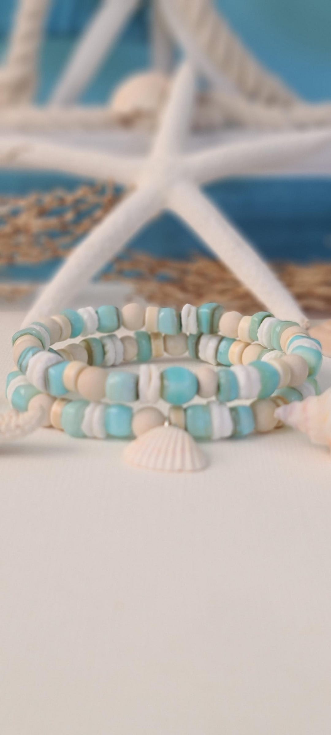 2pcs Coastal Bracelets, Boho Beachy, Surfer Bracelets, Seashell ...