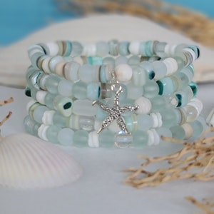 5 Beach Bracelets, Boho Bracelets, Sea Glass Bracelets, Beach Theme ...