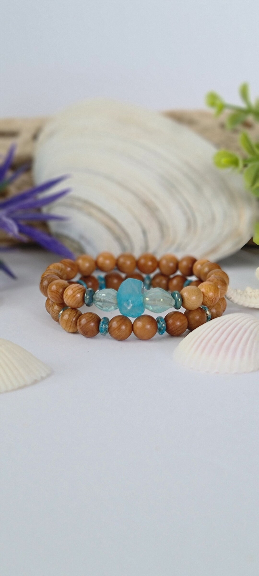 Women Beach Set, Java Glass Beach Style Handmade Bracelets, Women ...