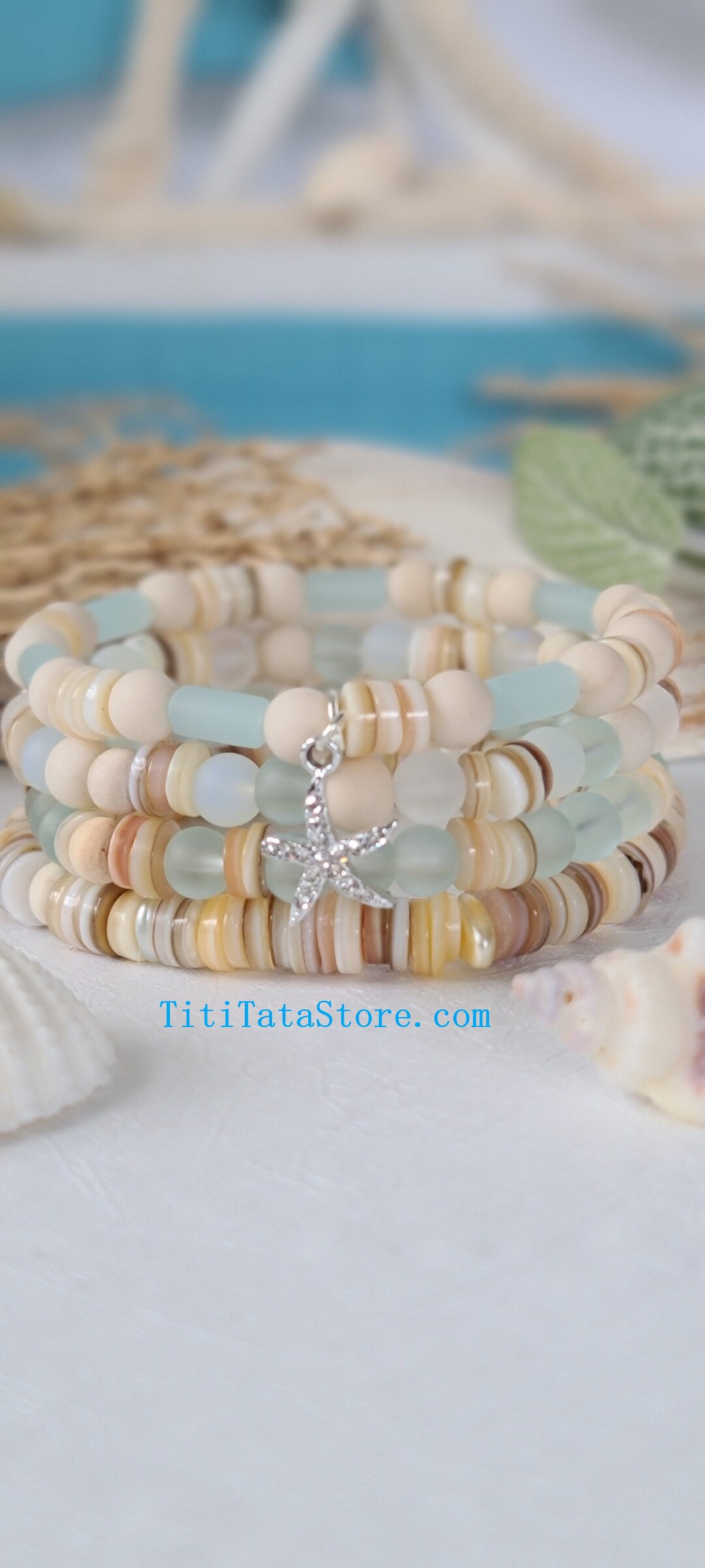 Beach Vibes Summer Bracelet Stack, Coastal Style Bracelets, Beachy ...