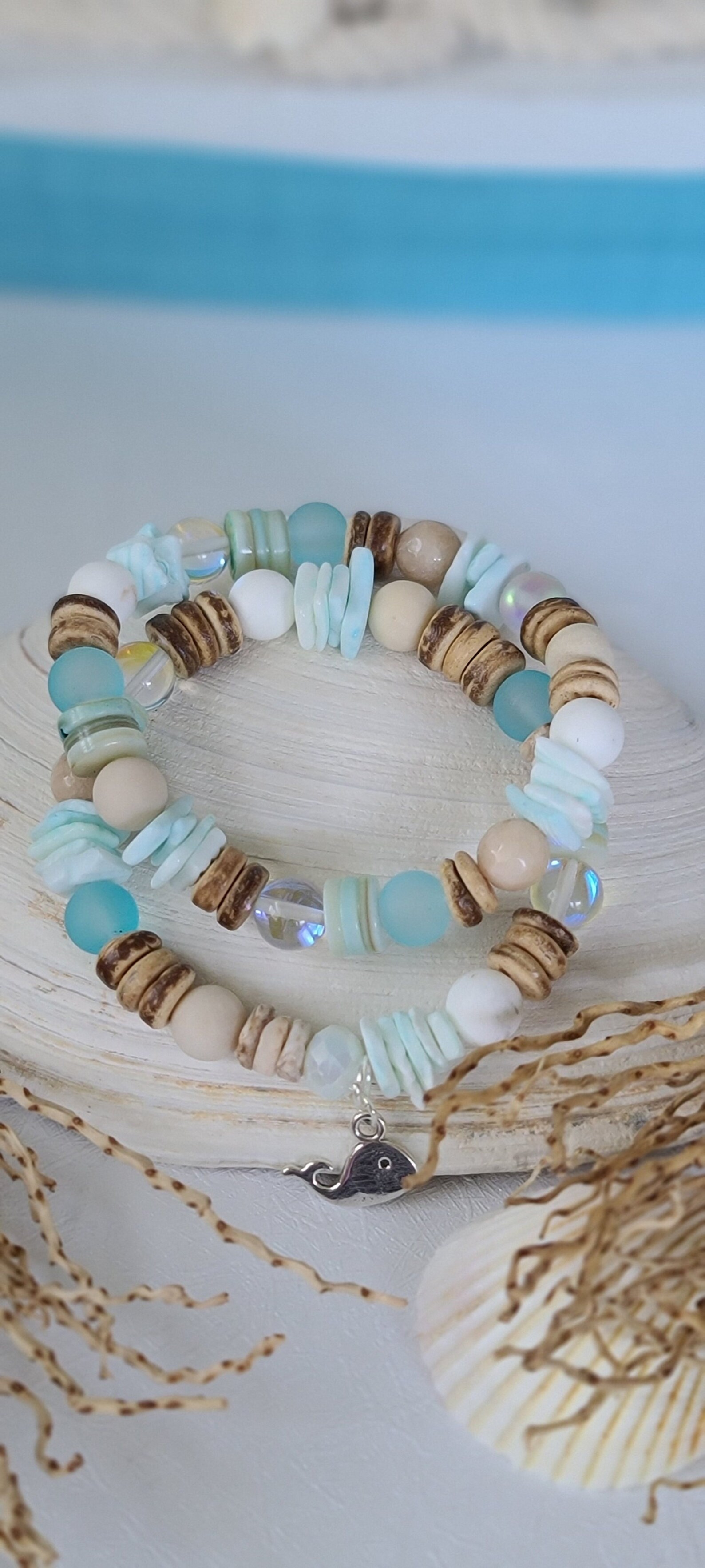 Summer Beach Bracelets, Sea Glass Coastal Jewelry, Seashell Bracelets ...