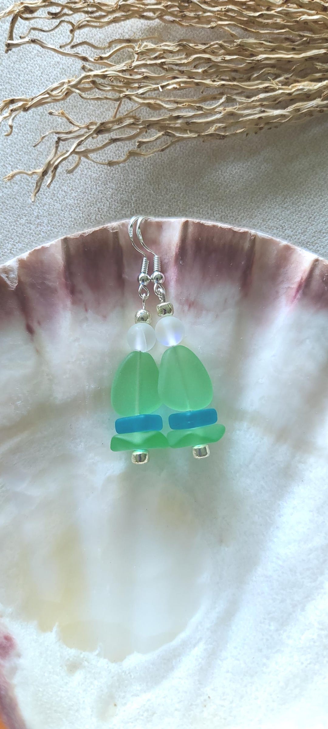 Beachy Cultured Sea Glass Earrings, Summer Style Jewelry, Ocean Lover ...