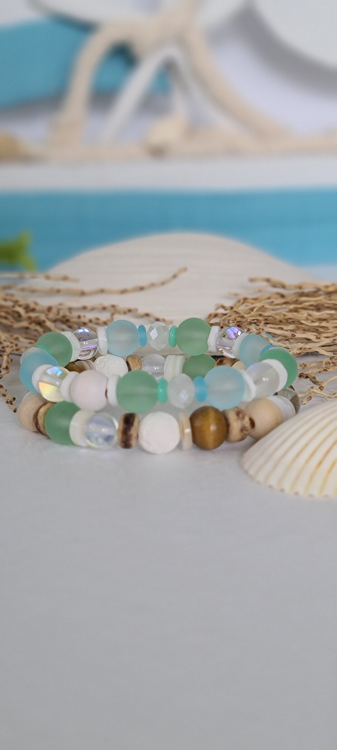 Boho Beachy Jewelry, Sea Glass Beach Bracelets, Gifts for Her, Seashell ...
