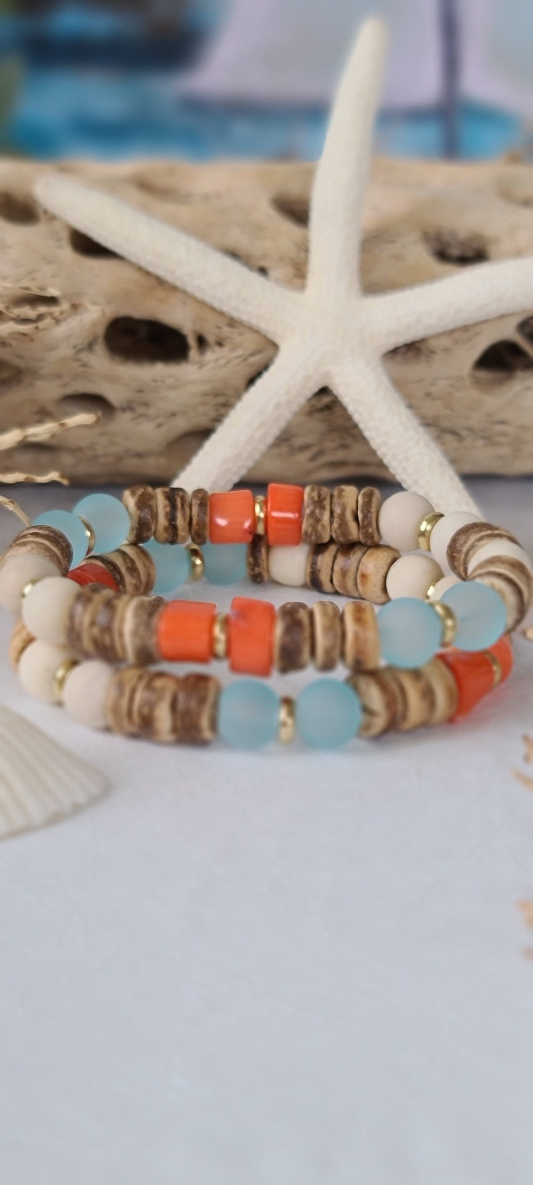 Ocean Inspired Beach Bracelets Sea Glass Coastal Beachy Jewelry Summer ...