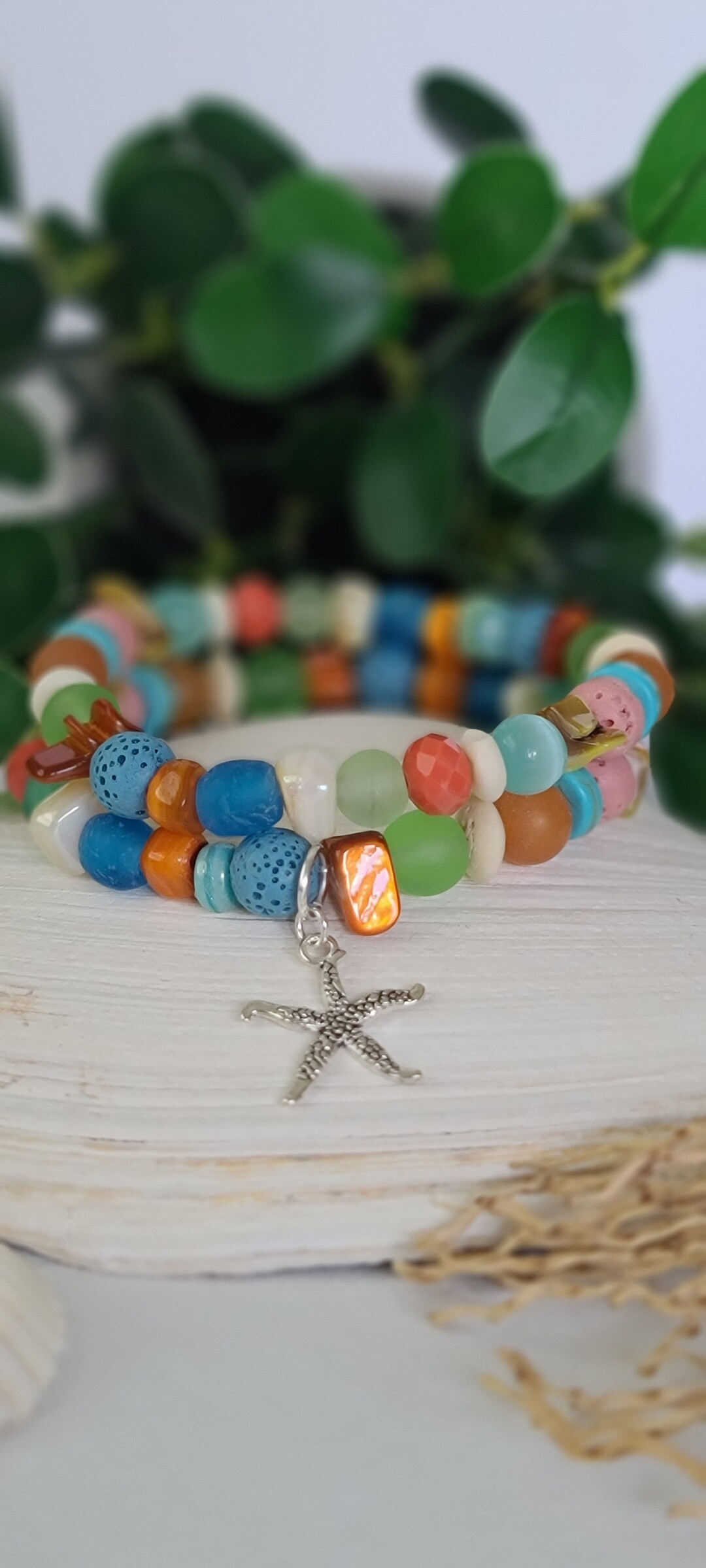 2pcs Colorful Beach Bracelets, Sea Glass Jewelry, Coastal Bracelets ...